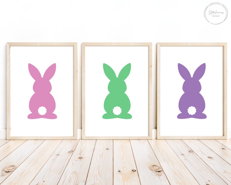 Printable Easter Wall Art Set of 6 Easter Bunny Easter Egg - Etsy