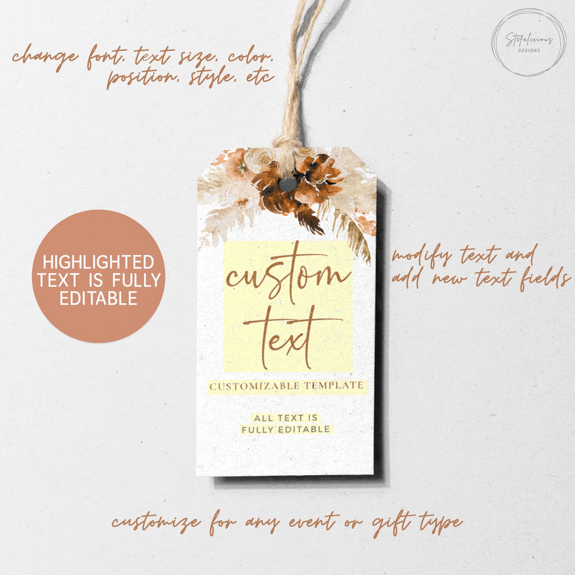 Fall Gift Tags, Fall Wedding Favor Tags, Fall Shower, Fall Floral ...
