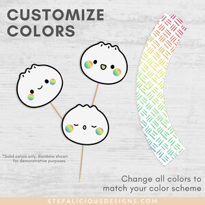 Cute Dumpling Cupcake Toppers, Cupcake Wrappers, Bao Dim Sum Party ...