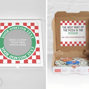 Pizza Box Money Gift Printable Custom Photo Template Fully - Etsy
