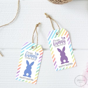 Printable Easter Tags, Some Bunny Loves You, Instant Download, Rainbow ...