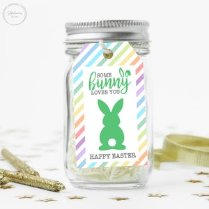 Printable Easter Tags, Some Bunny Loves You, Instant Download, Rainbow ...
