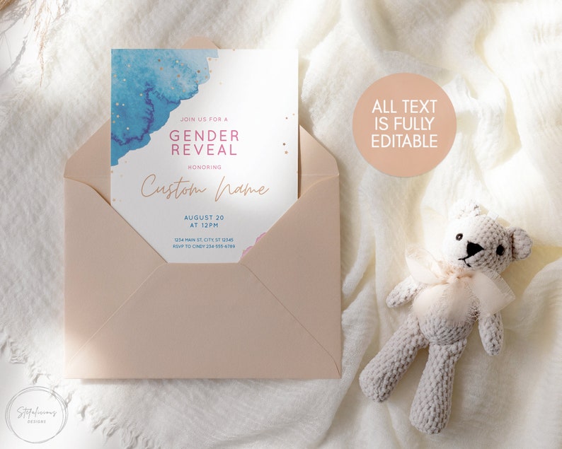 Editable Gender Reveal Invitation Printable Digital - Etsy