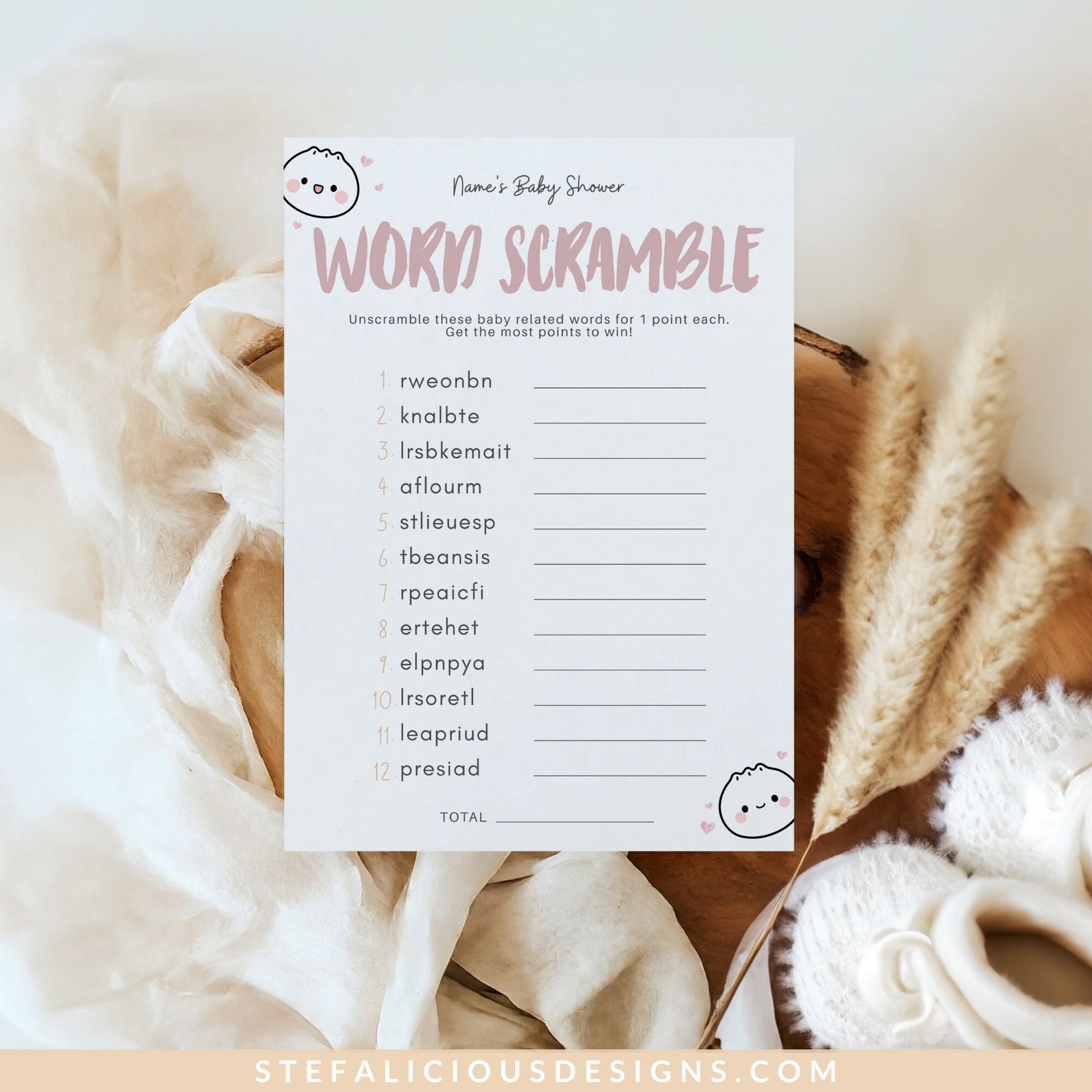 Baby Shower Word Scramble With Answer Key, Little Dumpling Baby Shower ...