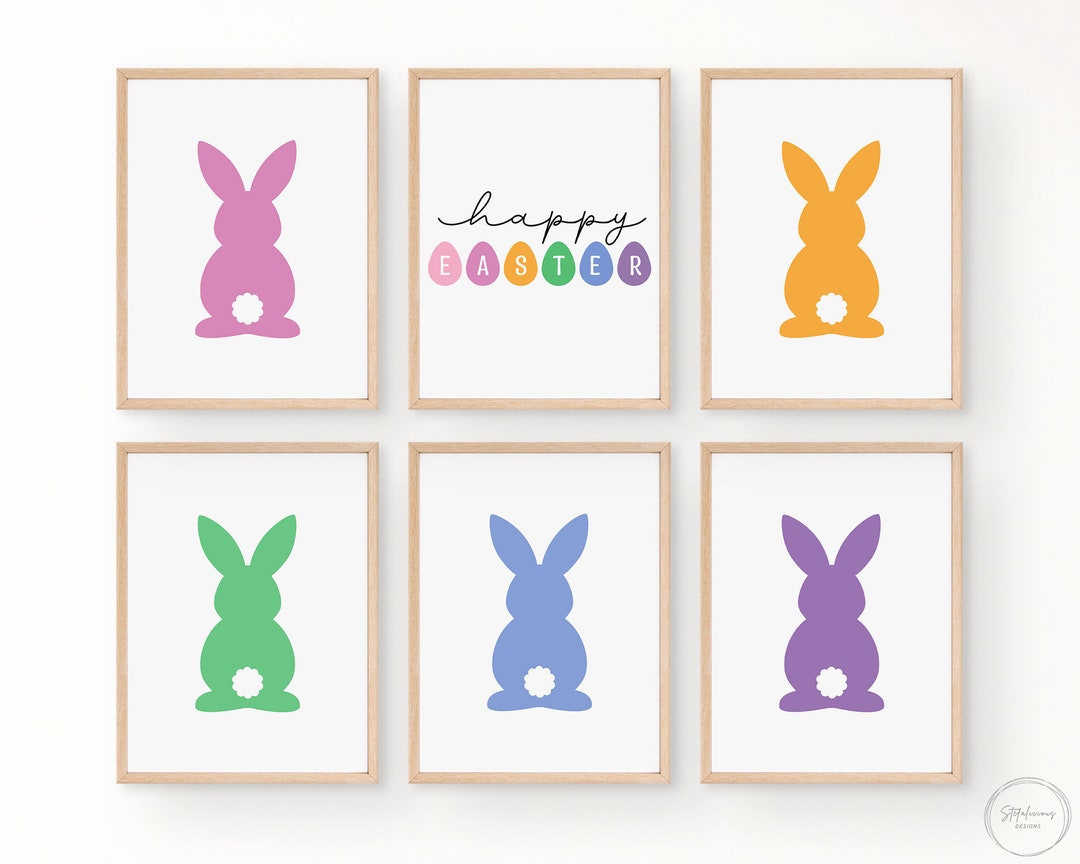 Printable Easter Wall Art Set of 6 Easter Bunny Easter Egg - Etsy