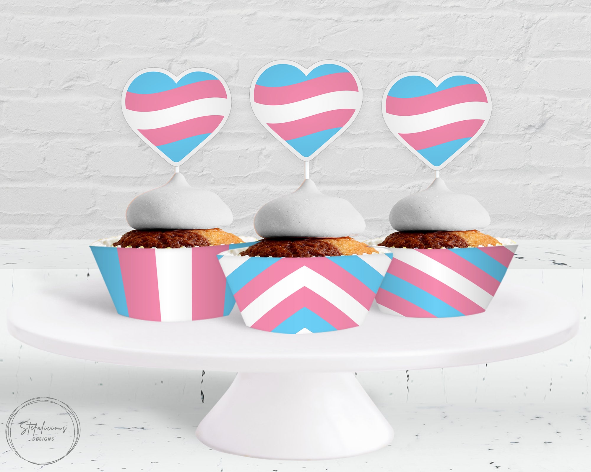Transgender Pride Flag Cupcake Toppers Cupcake Wrappers - Etsy Australia