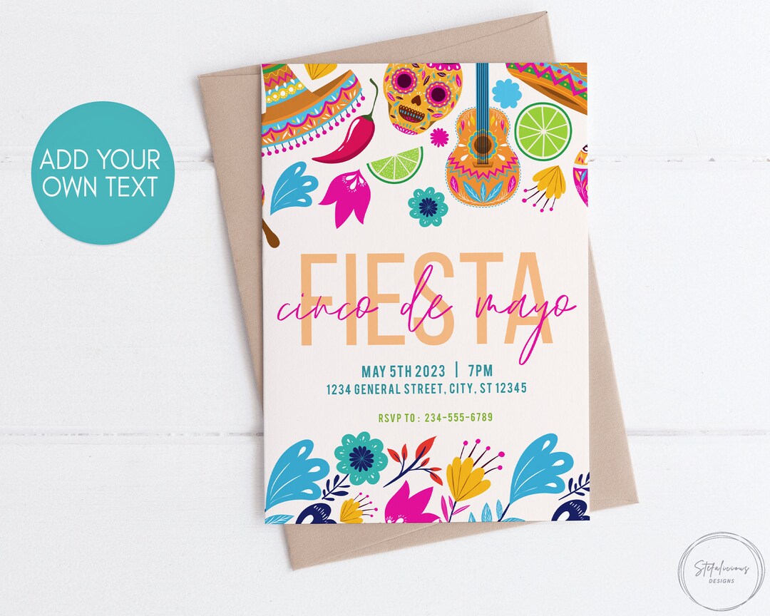 Editable Cinco De Mayo Invitations Fiesta Invitation - Etsy