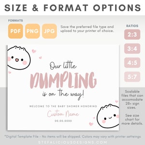 Cute Dumpling Welcome Sign, Little Dumpling Baby Shower Event Sign, Dim ...