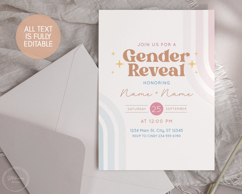 Editable Gender Reveal Invitation Printable Digital - Etsy