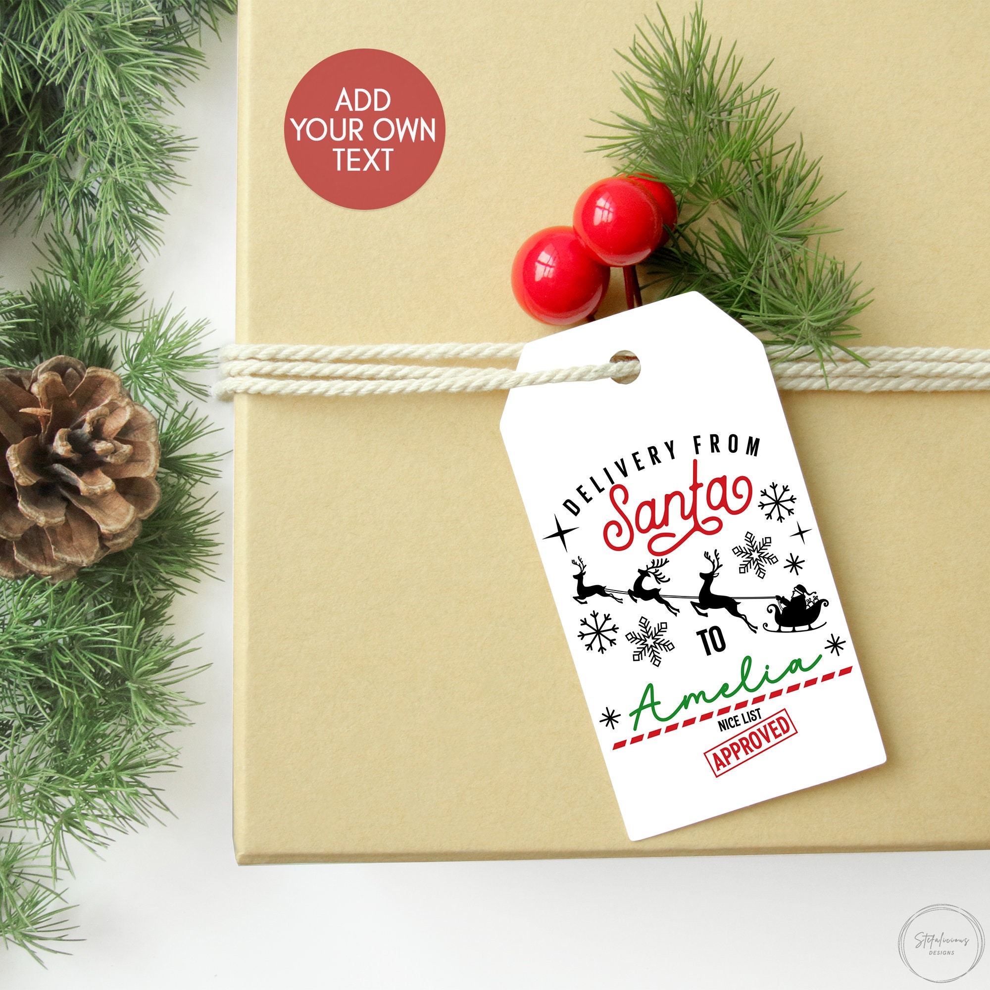Editable Christmas Gift Tag Printable, Printable Vintage Santa Tag ...