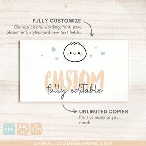 Cute Dumpling Table Cards, Dim Sum Place Cards, Bao Name Cards ...