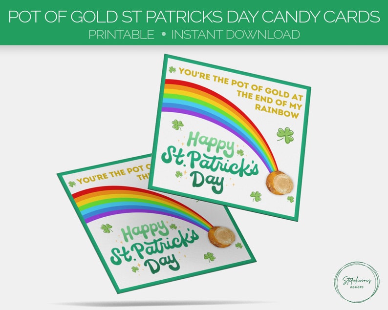St Patricks Day Cards Printable Candy Cards Party Favors - Etsy