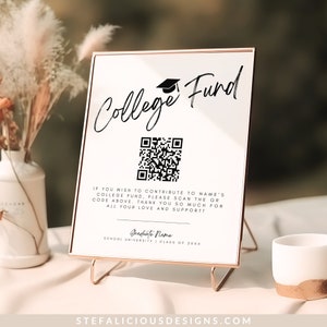 QR Code College Fund Graduation Sign, Minimalist Graduation College ...