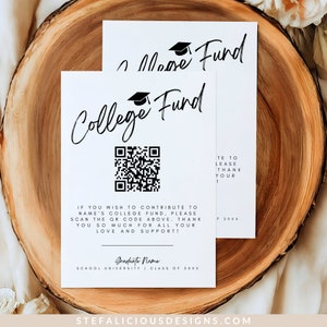 QR Code College Fund Graduation Insert, Printable Graduation College ...