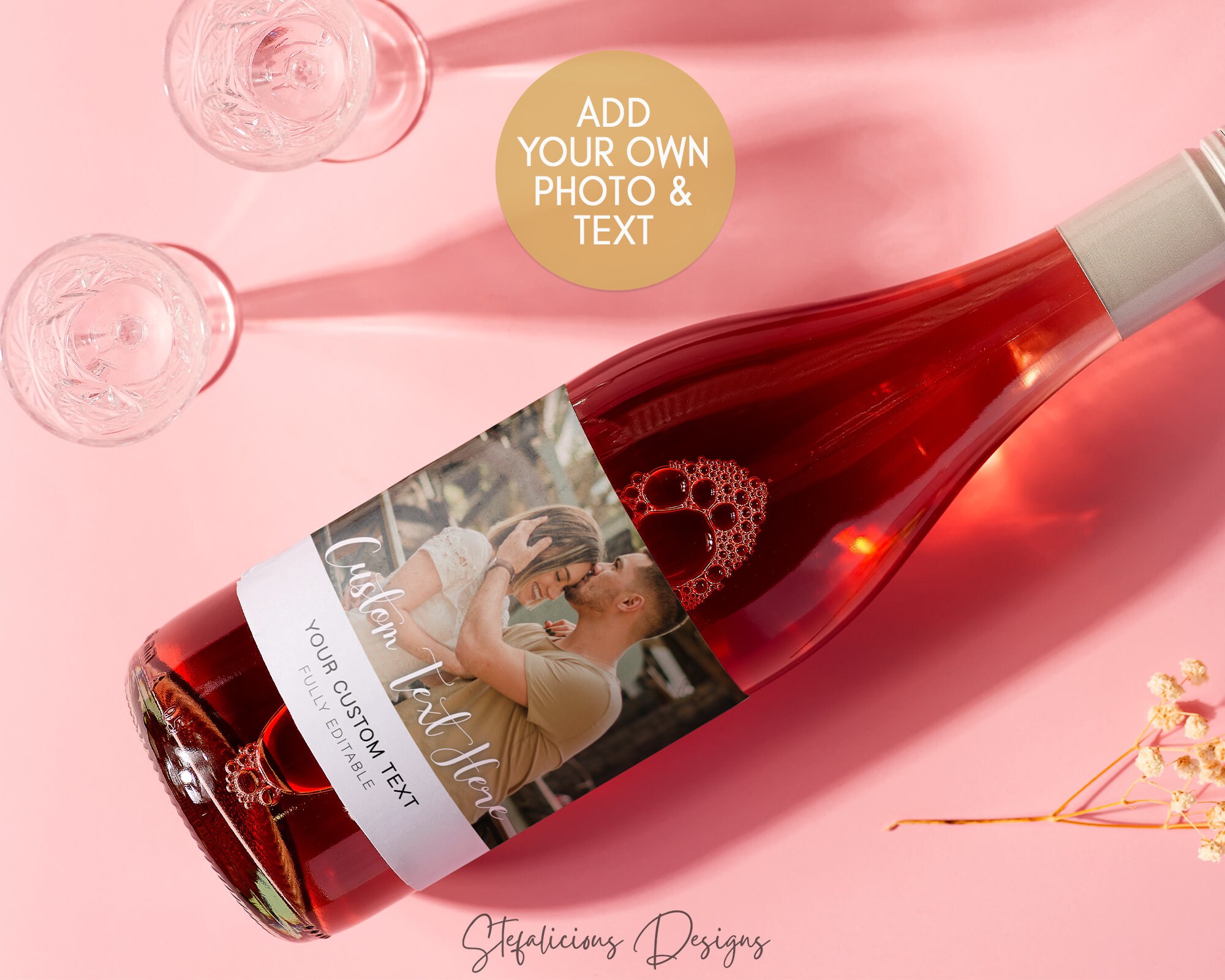 Custom Photo Wine Label Personalized Wine Label Engagement - Etsy