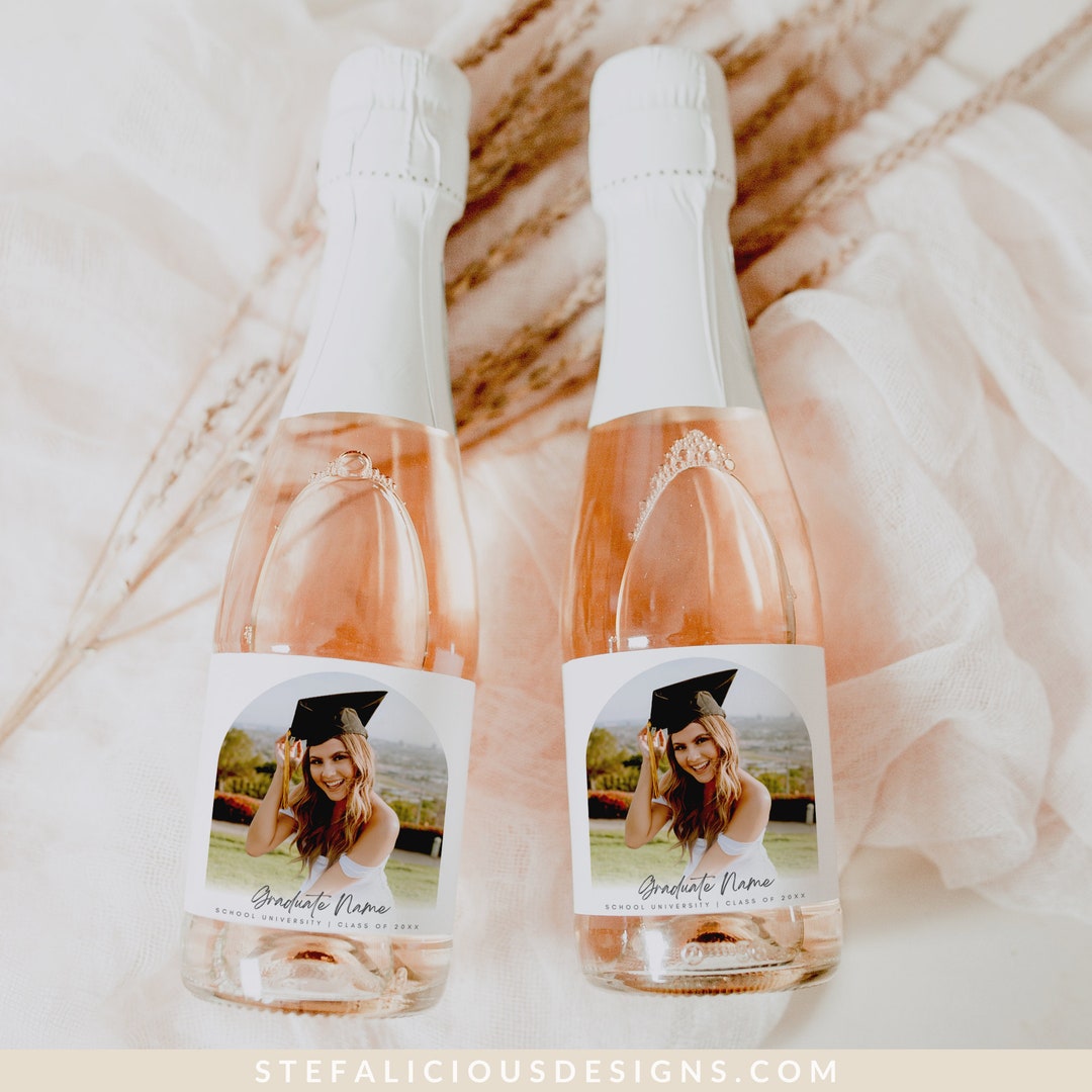 Graduation Mini Bottle Labels Bundle, Personalized Mini Wine Champagne ...