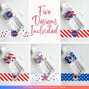 American Flag Water Bottle Labels, Patriotic Party, 4th of July ...