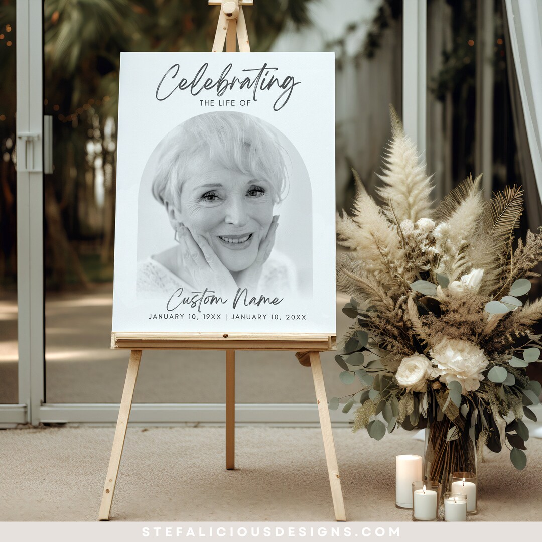 Funeral Memorial Sign, Celebration of Life Poster, in Loving Memory ...