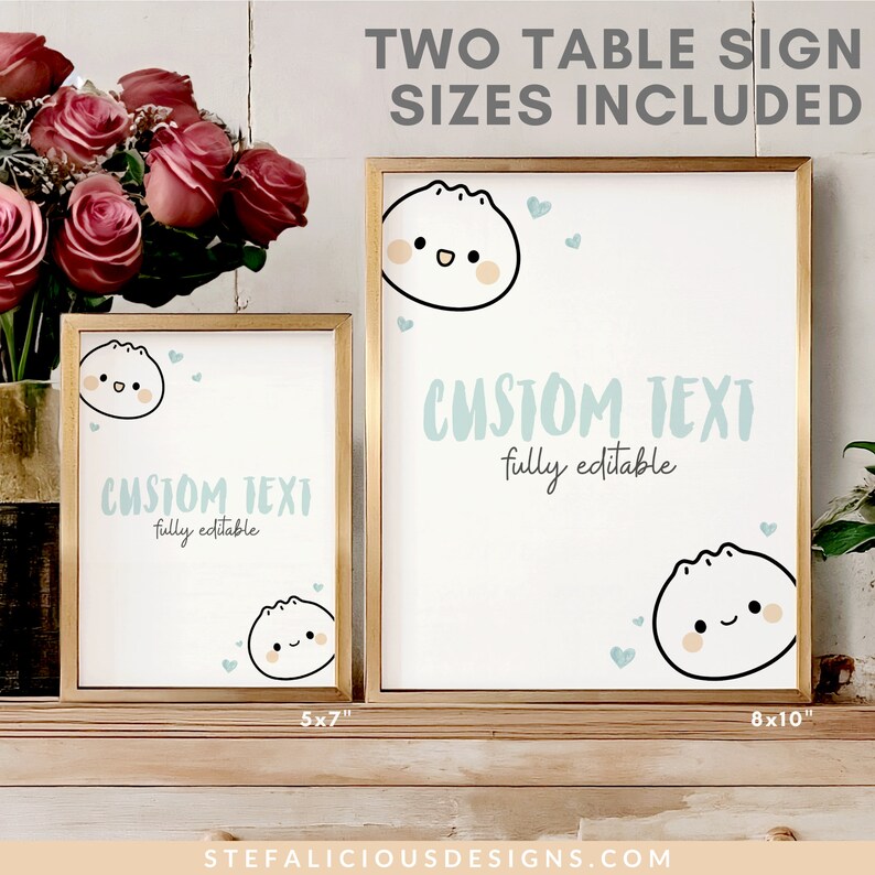 Cute Dumpling Table Signs, Dim Sum Custom Sign, Printable Bao Event ...