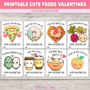 16 Printable Cute Food Pun Valentine's Day Card Set, Valentine's Day ...