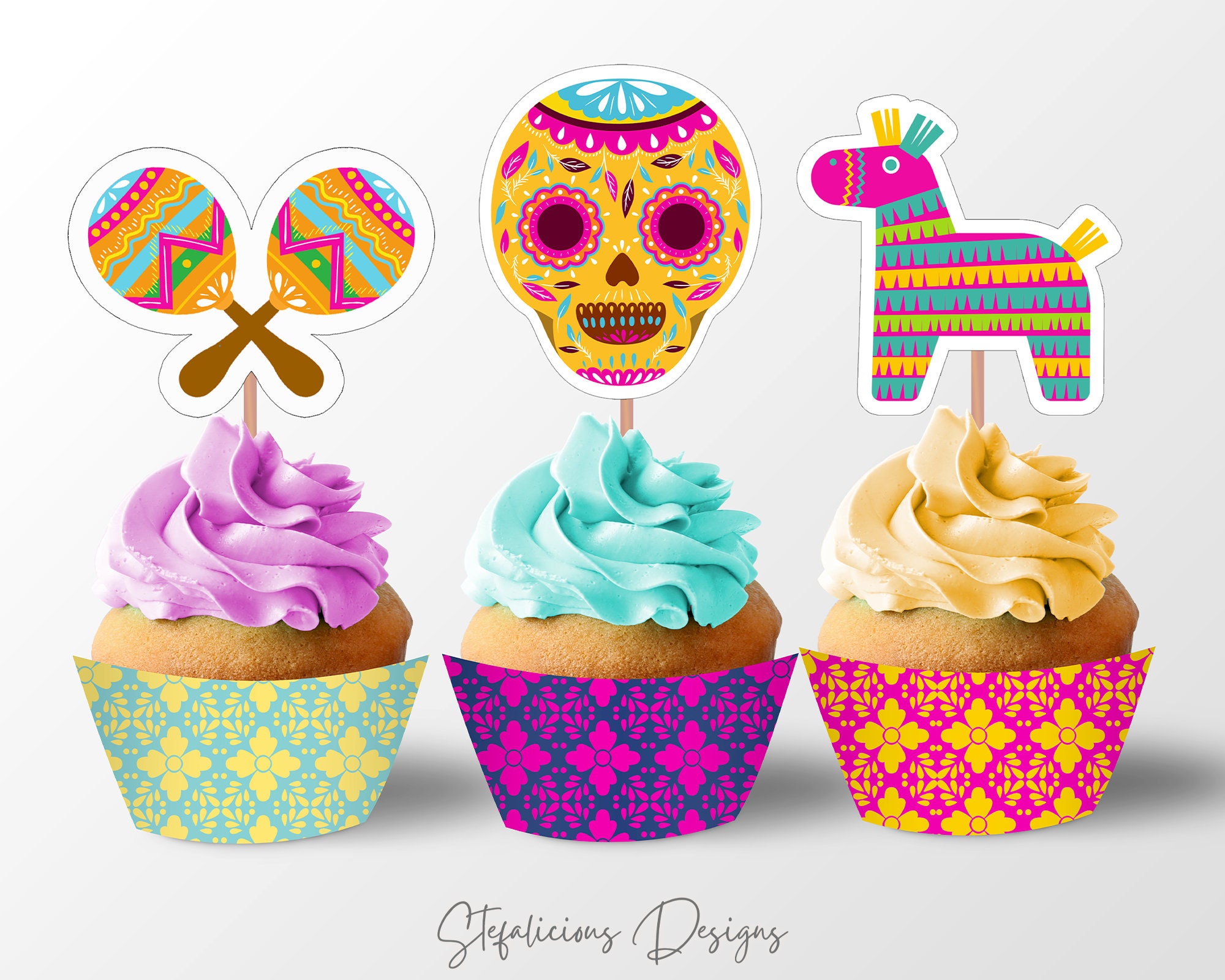 Cinco De Mayo Fiesta Cupcake Toppers Cupcake Wrappers - Etsy