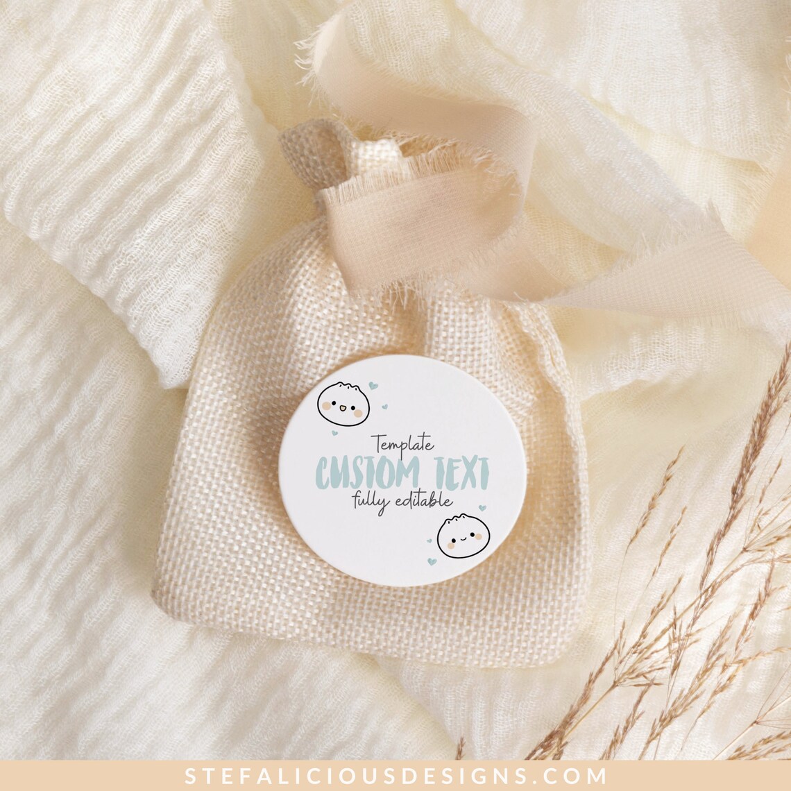 Cute Dumpling Sticker Tags, Printable Little Dumpling Tags, Bao Thank ...