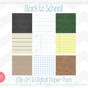 Back to School Clip Art and Digital Paper Pack [instant Download] - Etsy