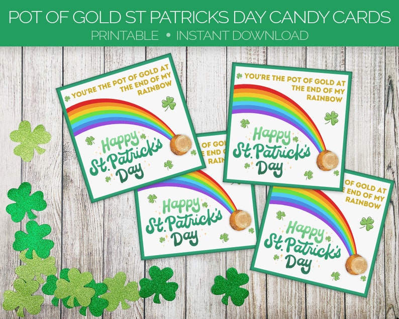 St Patricks Day Cards Printable Candy Cards Party Favors - Etsy