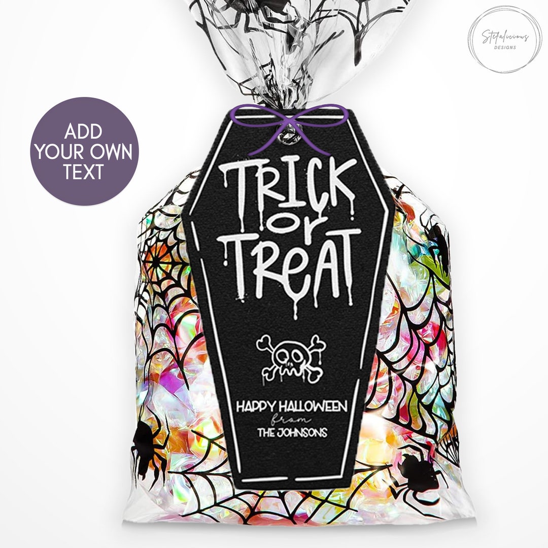 Editable Halloween Favor Tags, Gift Tags, Coffin Skull, Trick or Treat ...