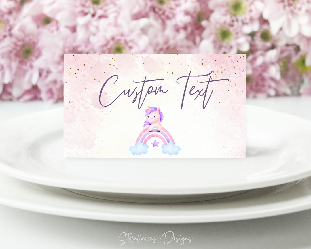 Editable Unicorn Birthday Party Table Cards, Place Cards, Escort Cards ...