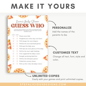 Slice Slice Baby Editable Pizza Baby Shower Games Set, Gender Neutral ...