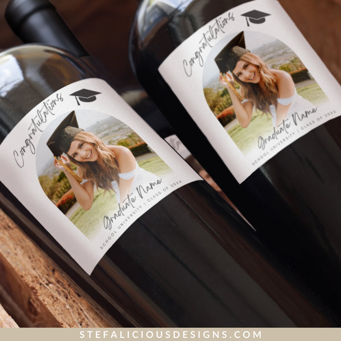 Graduation Wine Labels, Custom Champagne Labels, Minimalist Graduation ...