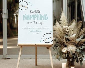 Cute Dumpling Welcome Sign, Little Dumpling Baby Shower Event Sign, Dim ...