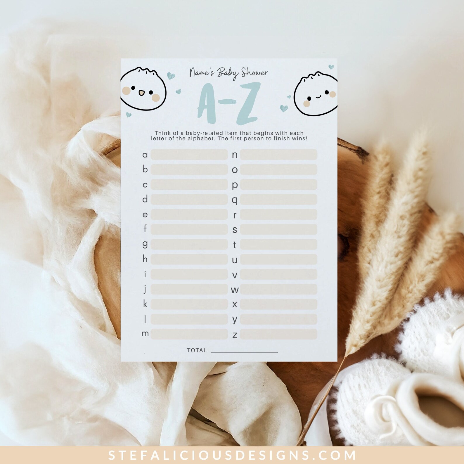 Little Dumpling Baby Shower Game, A-Z Baby Items Game, Baby ABC Game ...