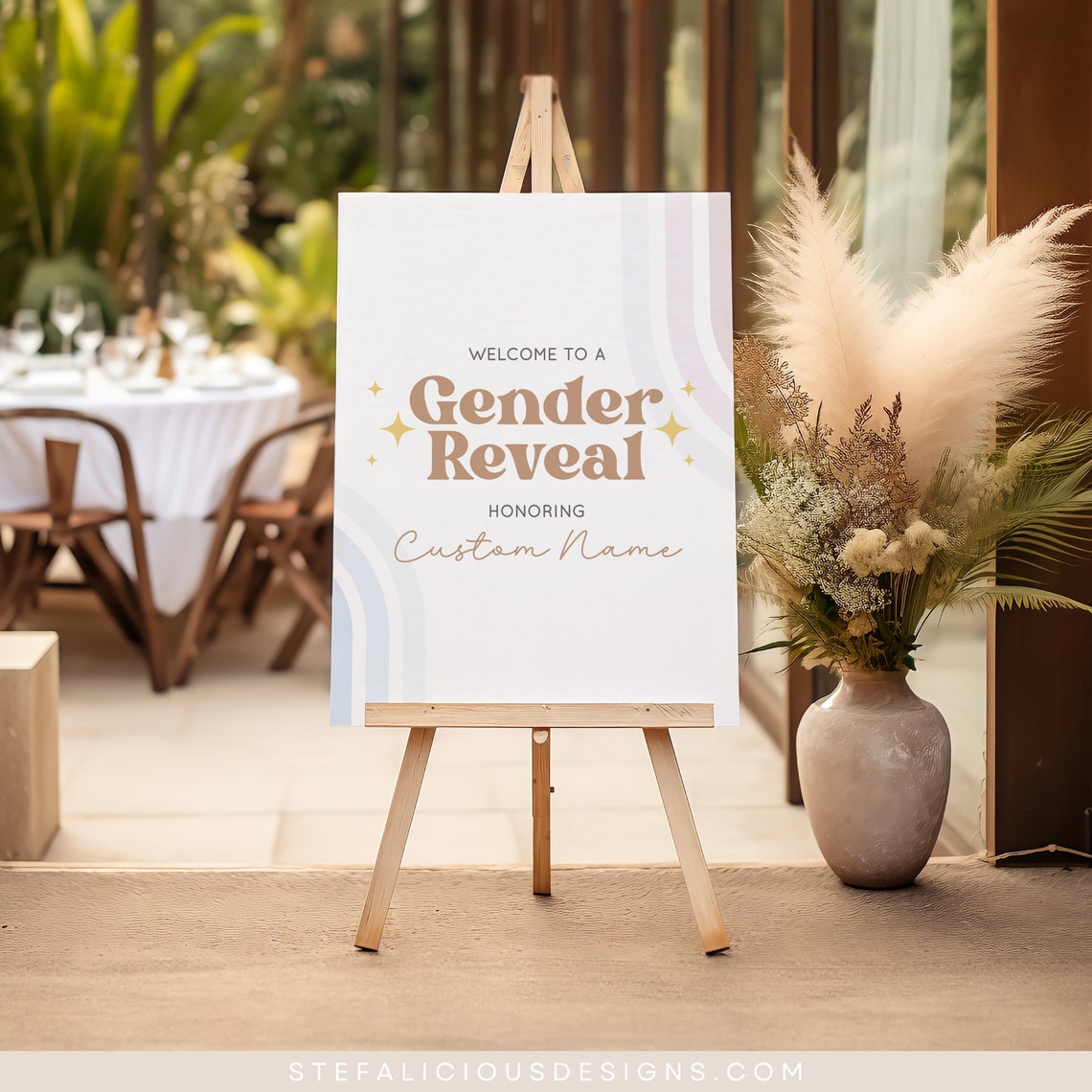 Retro Gender Reveal Welcome Signs, Printable Party Sign Editable ...