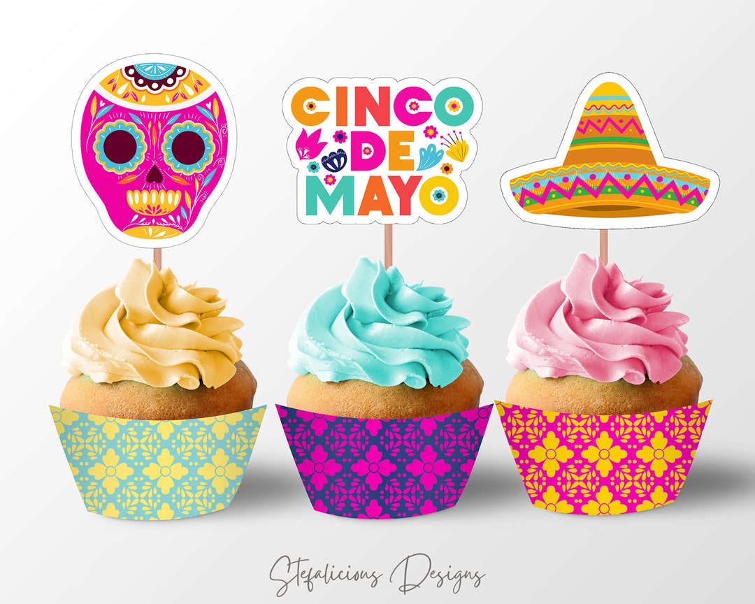 Cinco De Mayo Fiesta Cupcake Toppers Cupcake Wrappers - Etsy