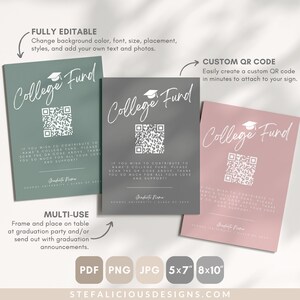 QR Code College Fund Graduation Sign, Minimalist Graduation College ...
