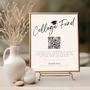 QR Code College Fund Graduation Sign, Minimalist Graduation College ...
