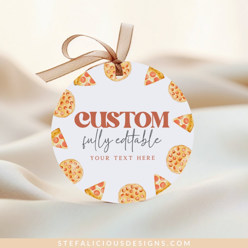Editable Pizza Sticker Tags, Printable Pizza Favor Tags, Thank You Tags ...