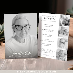 Funeral Program Template, Modern Minimalist Obituary Template for ...