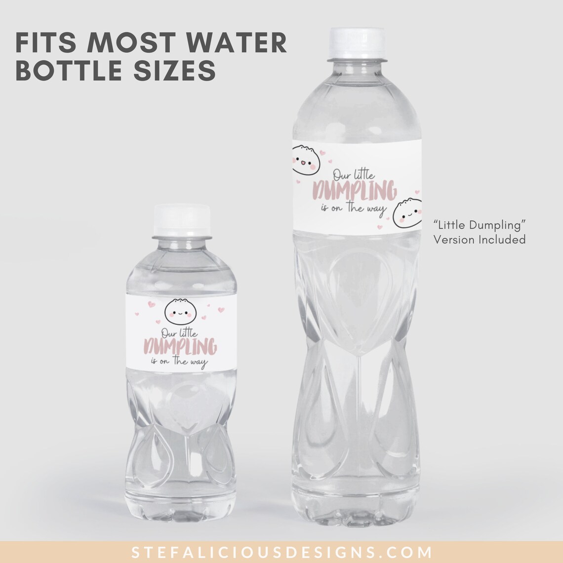 Cute Dumpling Water Bottle Labels, Bao Dim Sum Party Editable Template ...