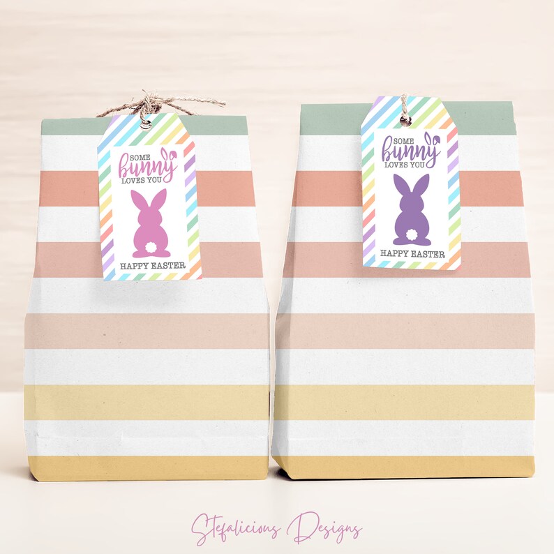 Printable Easter Tags, Some Bunny Loves You, Instant Download, Rainbow ...