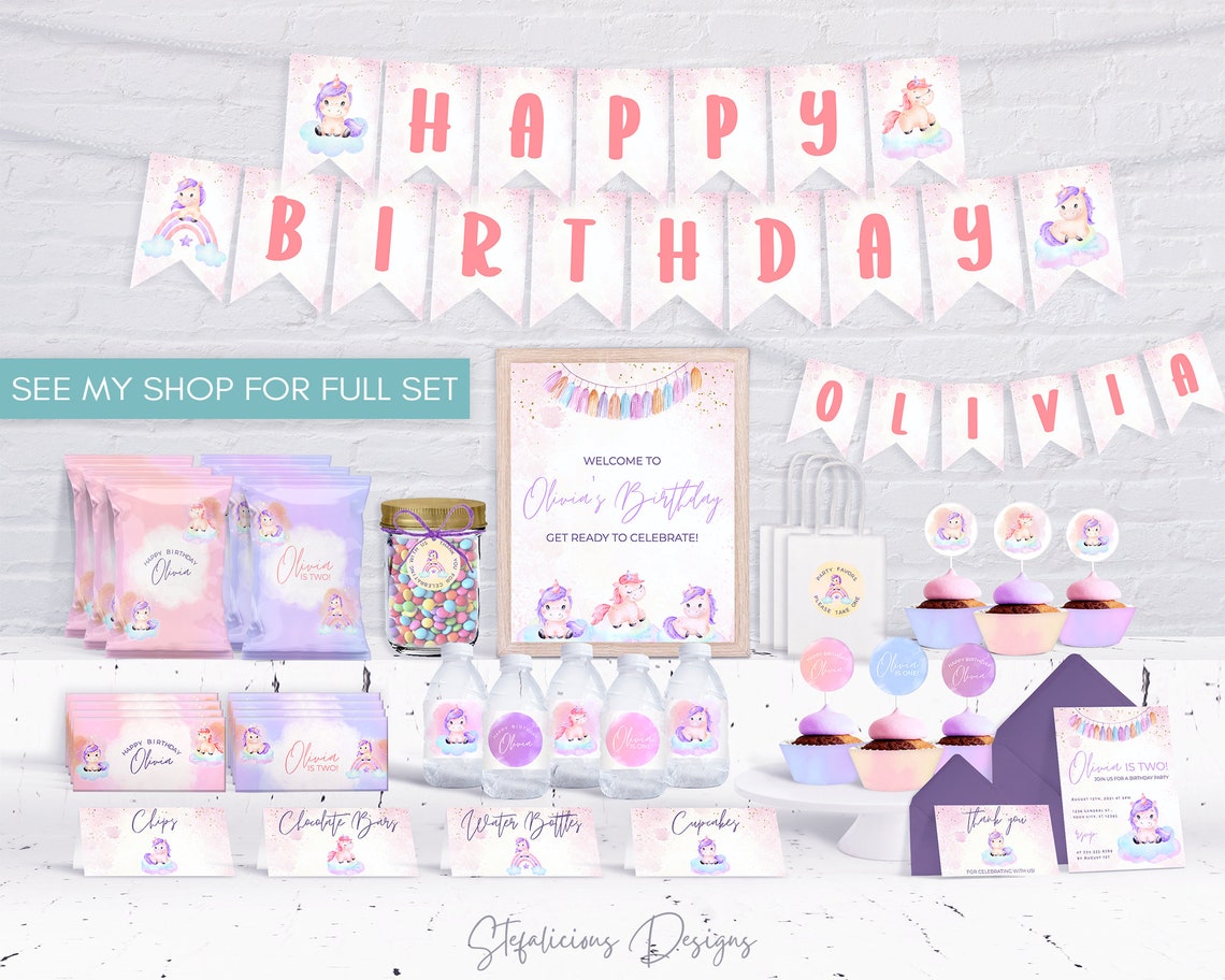 Editable Unicorn Birthday Party Table Sign, Editable Template ...