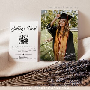 QR Code College Fund Graduation Insert, Printable Graduation College ...