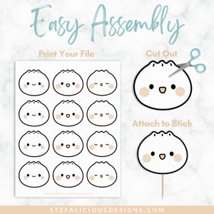 Cute Dumpling Cupcake Toppers, Cupcake Wrappers, Bao Dim Sum Party ...