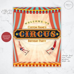 Circus Themed Welcome Signs, Circus Party Decor, Carnival Party Decor ...