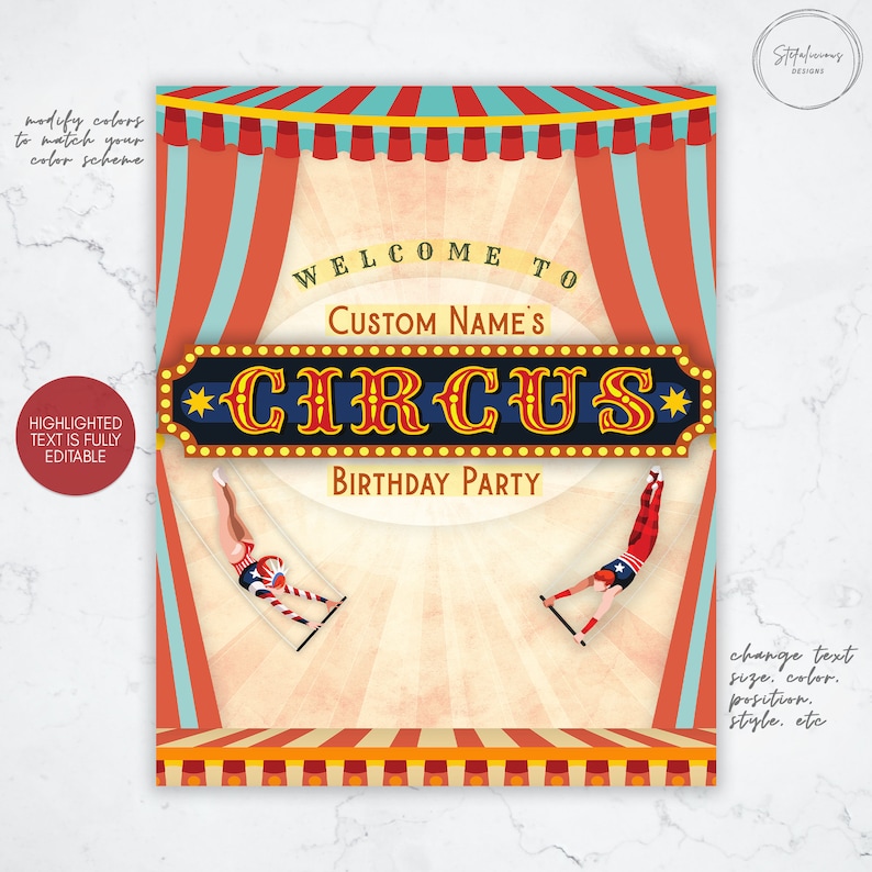 Circus Themed Welcome Signs, Circus Party Decor, Carnival Party Decor ...
