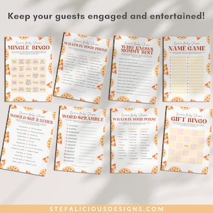 Slice Slice Baby Editable Pizza Baby Shower Games Set, Gender Neutral ...