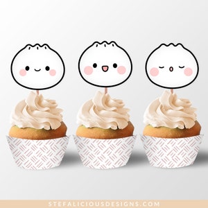 Cute Dumpling Cupcake Toppers, Cupcake Wrappers, Bao Dim Sum Party ...