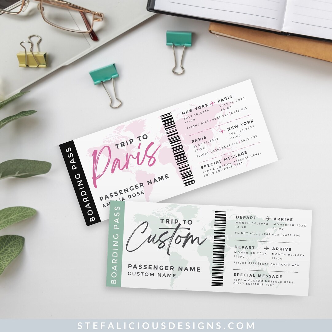 Editable Boarding Pass Template, Printable Boarding Pass, Customizable ...